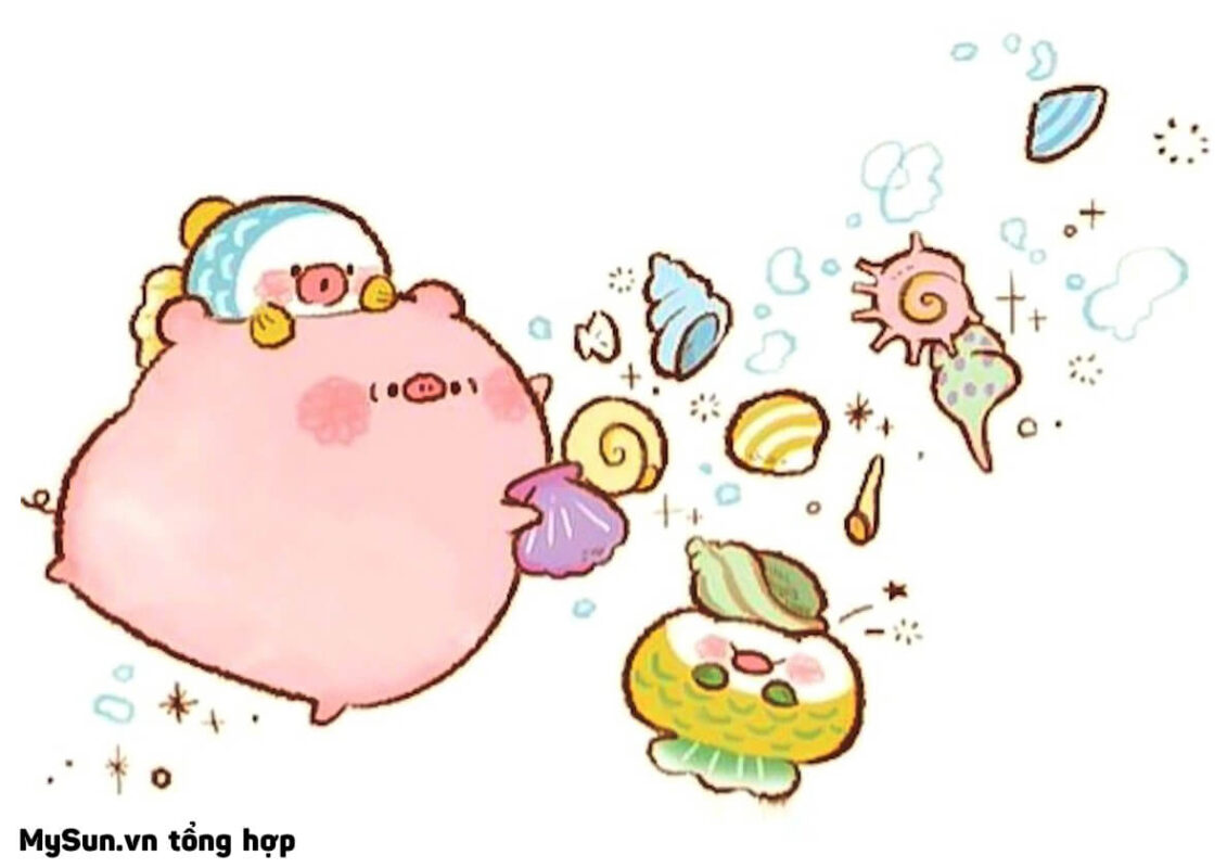Cách vẽ tô màu ảnh hoạt hình con heo (lợn) mập chibi cute dễ thương 🐽