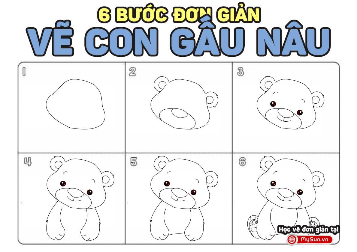 Cách vẽ tô màu tranh ảnh hình con GẤU đẹp, dễ thương đơn giản