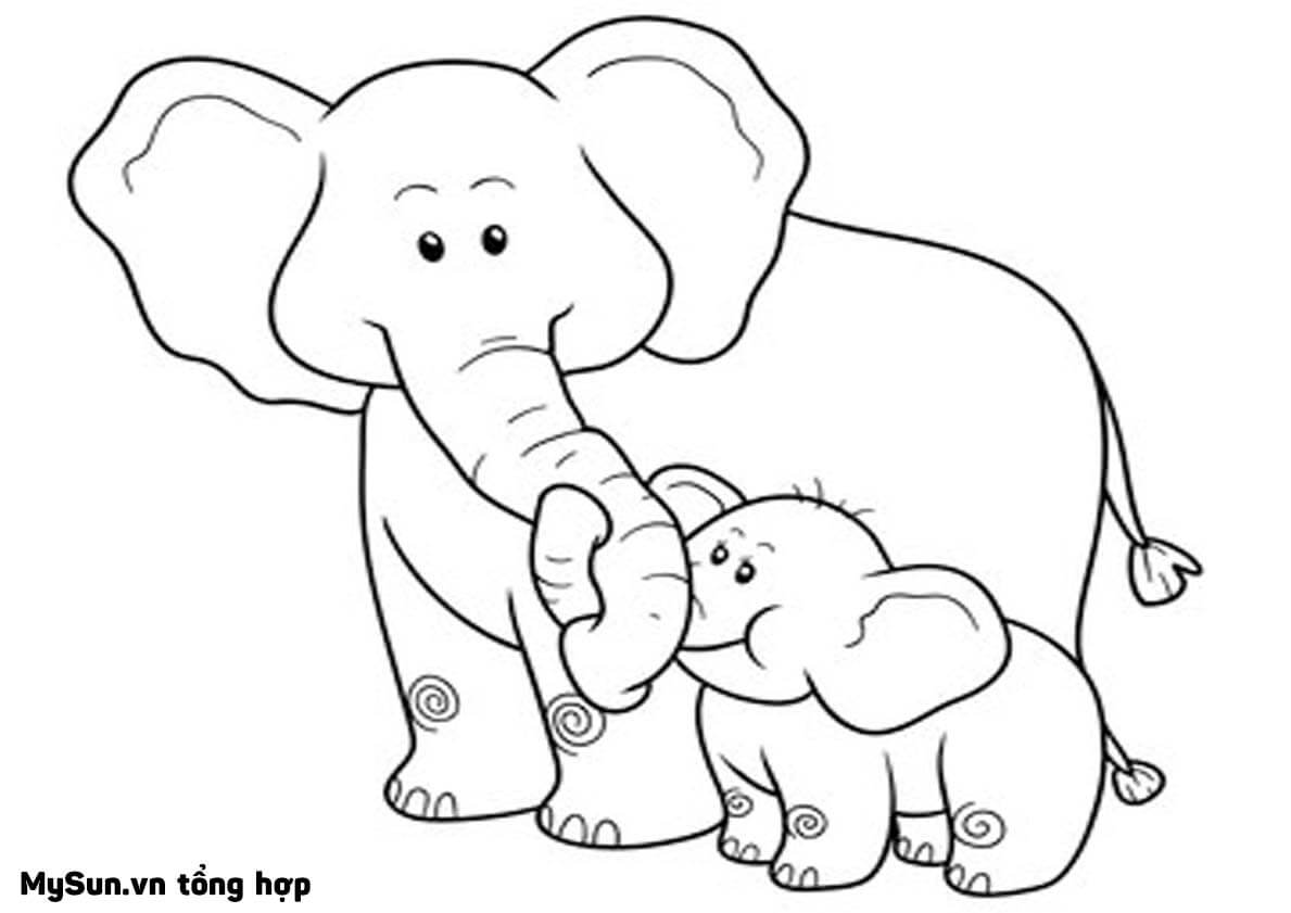 Cách tập vẽ tranh tô màu hình con voi cute đơn giản nhất cho bé